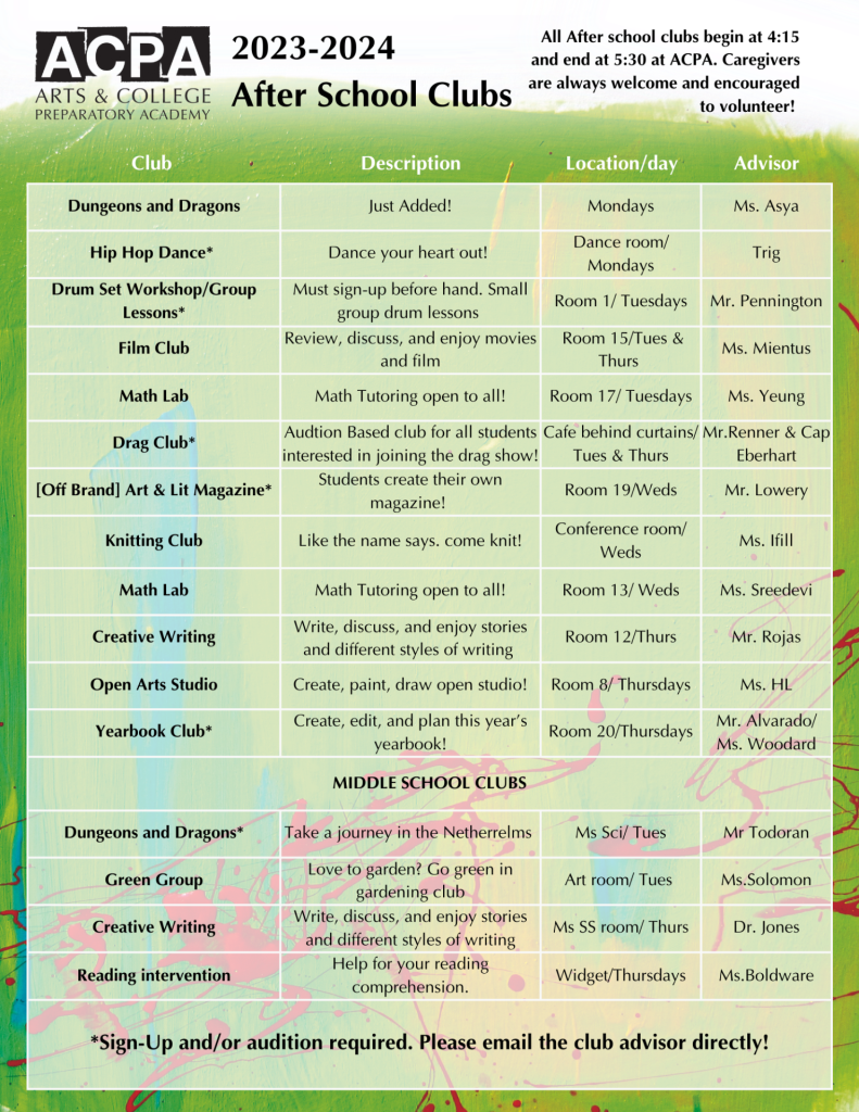 ACPA After School - Arts & College Preparatory Academy (ACPA)