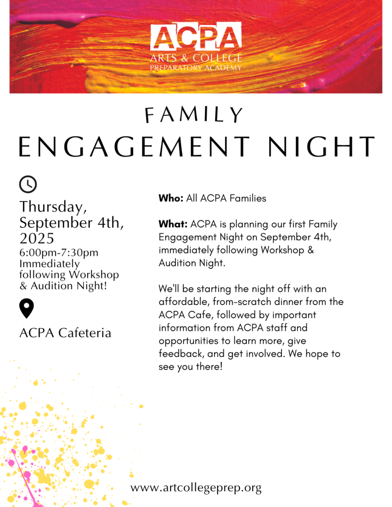 Family Engagement Night - September 4th, 2025 - Arts & College ...